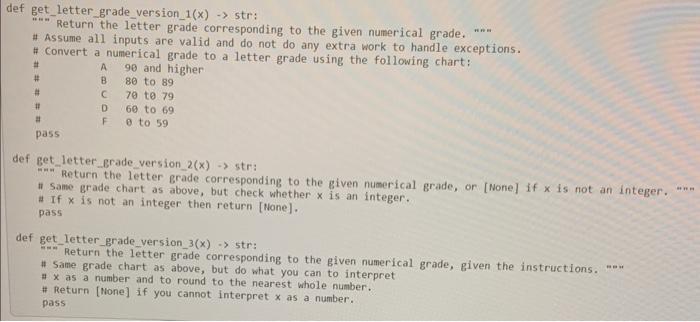 Solved problem:For get_letter_grade_version_3(x) --> | Chegg.com