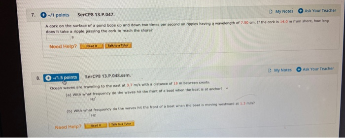 Solved My Notes Ask Your Teacher 7. -/1 points SerCP8 | Chegg.com