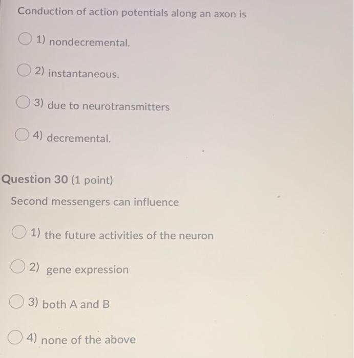 Solved Conduction of action potentials along an axon is 1) | Chegg.com