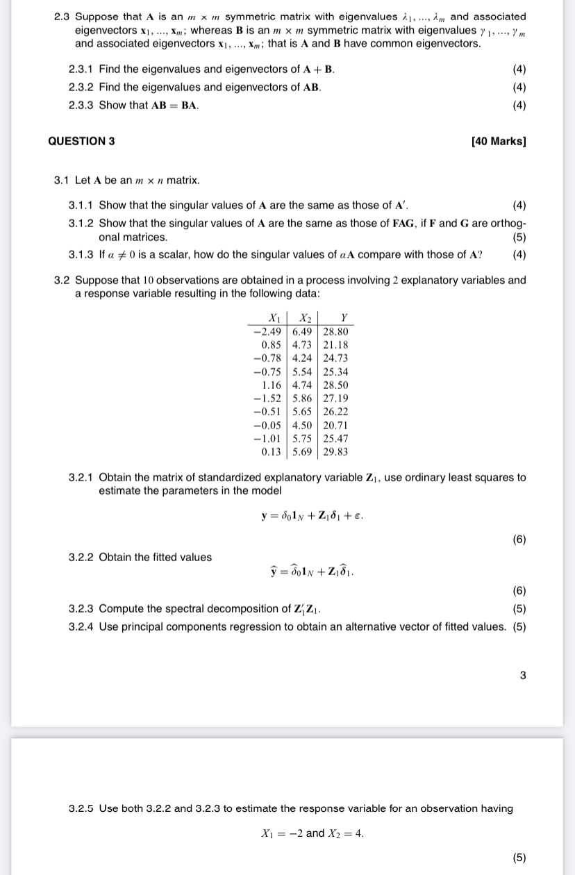 Solved 2.3 ﻿Suppose that A ﻿is an m×m ﻿symmetric matrix with | Chegg.com
