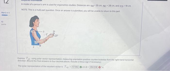 Solved A model of a person's arm is used for ergonomics | Chegg.com