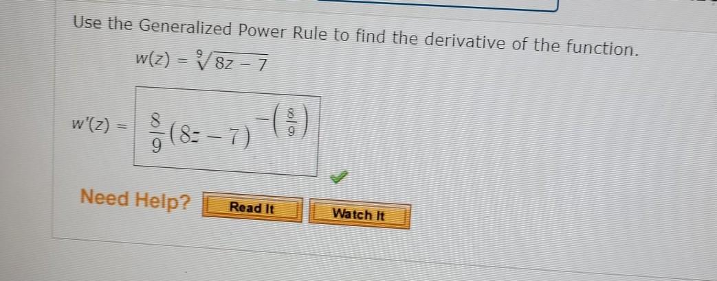 Solved Use the Generalized Power Rule to find the derivative | Chegg.com