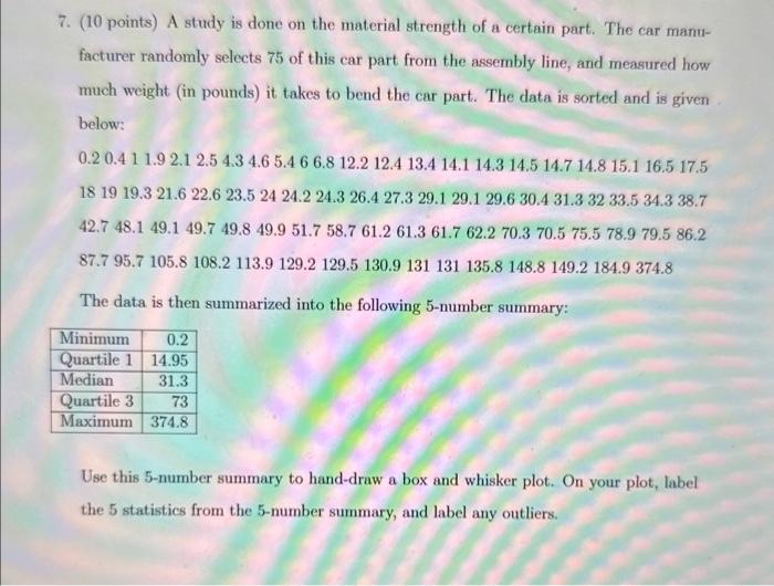 Solved 7. (10 points) A study is done on the material | Chegg.com