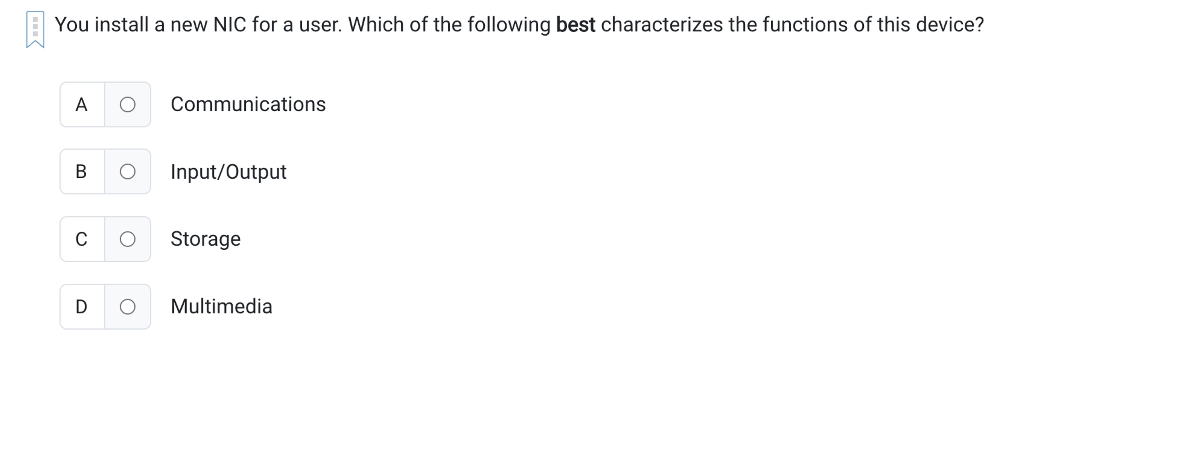 Solved You install a new NIC for a user. Which of the | Chegg.com