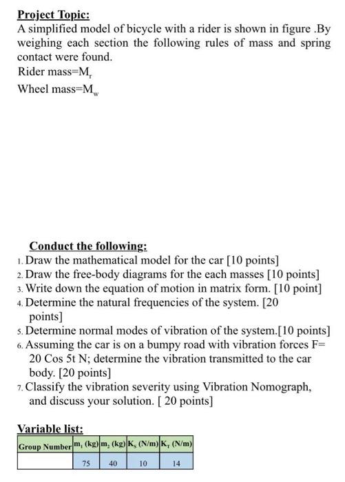 Project Topic: A simplified model of bicycle with a | Chegg.com