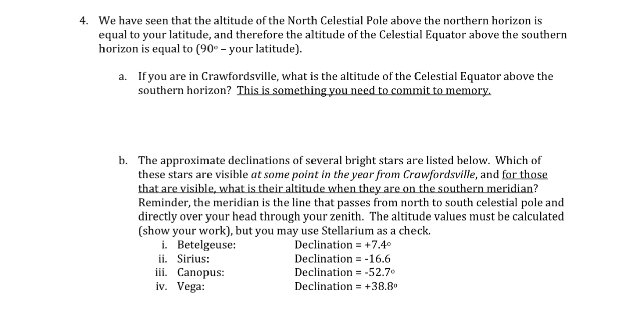 Solved We have seen that the altitude of the North Celestial | Chegg.com