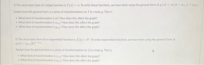 Solved 1) The most basic form of a linear function is | Chegg.com