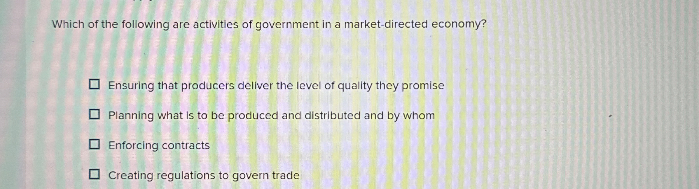 Solved Which of the following are activities of government | Chegg.com