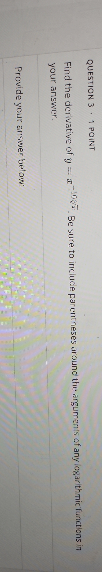 Solved QUESTION 3 - 1 ﻿POINTFind the derivative of y=x-10x4. | Chegg.com