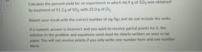 Solved Calculate the percent yield for an experiment in | Chegg.com