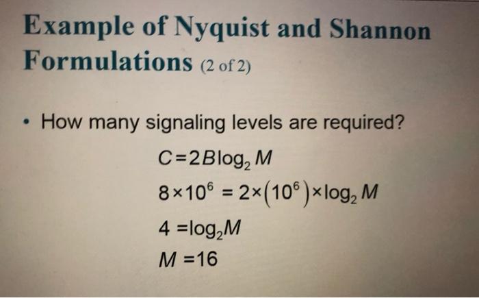 Solved 2. Nyquist Capacity formula (assumption no noise in | Chegg.com