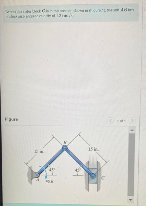 Solved When the slider block C is in the position shown in | Chegg.com
