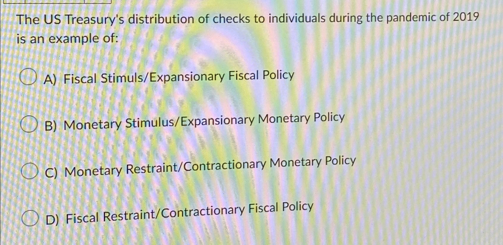 Solved The US Treasury's distribution of checks to | Chegg.com