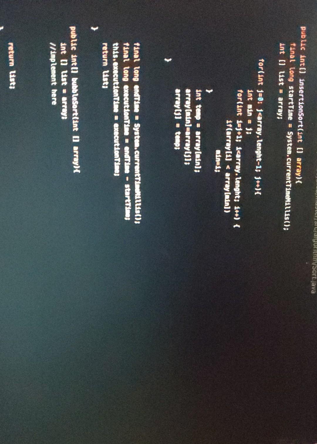 Solved Lalgorithm, sort.java public int[] insertionSort(int | Chegg.com
