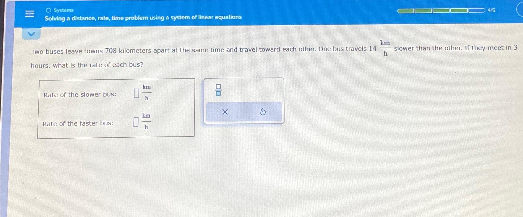 Solved SystemsSolving a distance, rate, time problem using a | Chegg.com