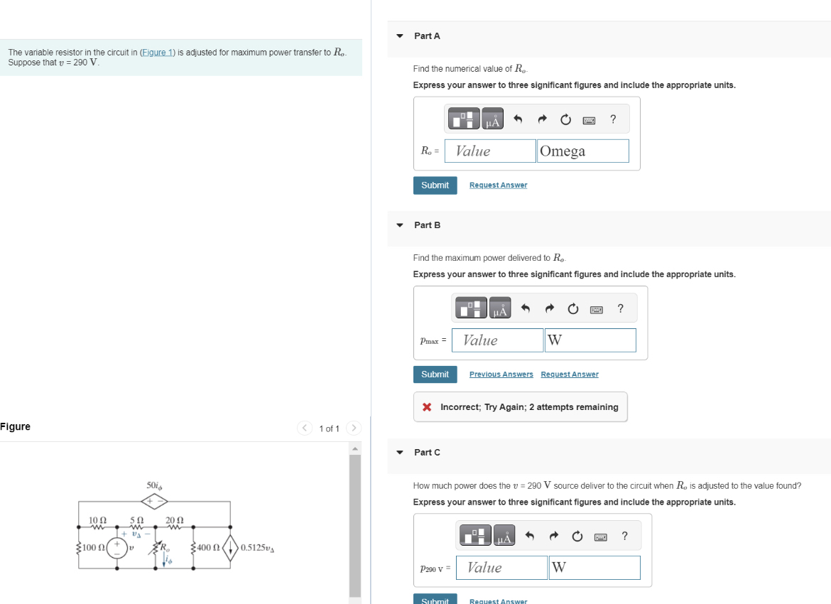 Solved Part AThe variable resistor in the circuit in (Figure | Chegg.com