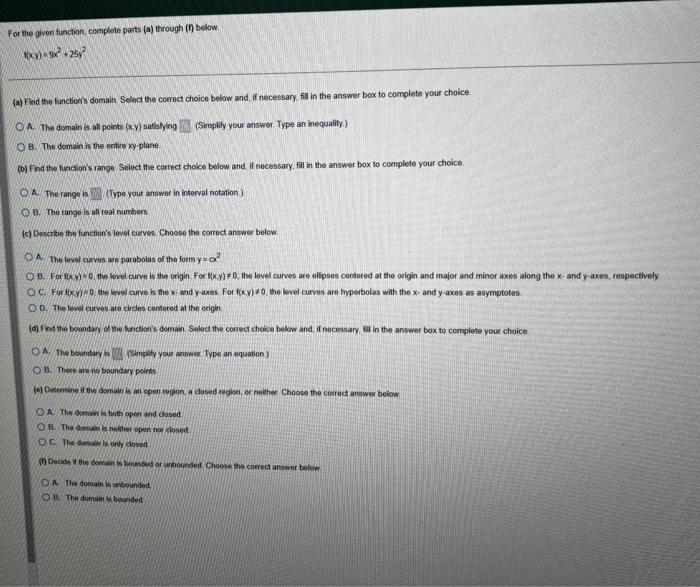 Solved For the given function, complete parts (a) through | Chegg.com