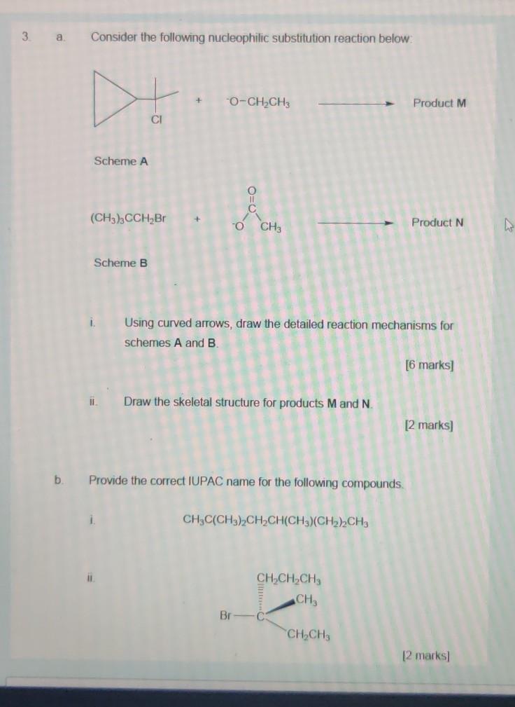Solved 3 a Consider the following nucleophilic substitution | Chegg.com