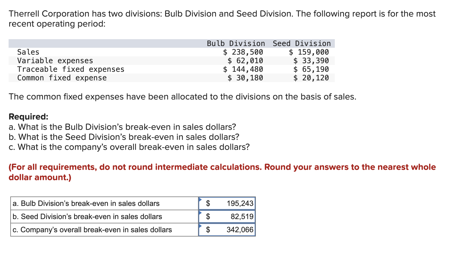 Solved Therrell Corporation has two divisions: Bulb Division | Chegg.com
