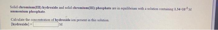 Solved Solid chromium(III) hydroxide and solid chromium(III) | Chegg.com