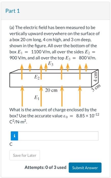 Solved (a) The electric field has been measured to be | Chegg.com