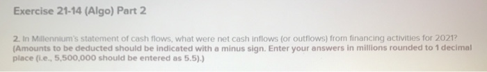 Solved Exercise 21-14 (Algo) Identifying cash flows from | Chegg.com