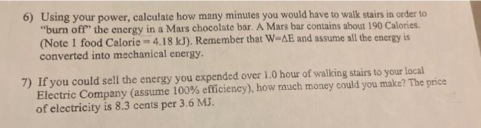 Solved 6) Using your power, calculate how many minutes you | Chegg.com