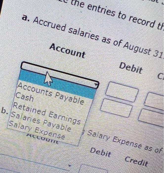 Solved Prior to adjustment on August 31, Salary Expense has | Chegg.com