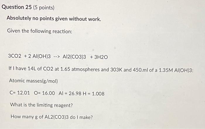 Solved Given the following chemical equation: 2Al(ClO3)3+ | Chegg.com