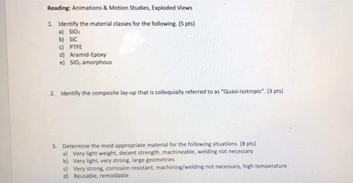 Solved Reading: Animations & Motion Studies, Exploded Views | Chegg.com