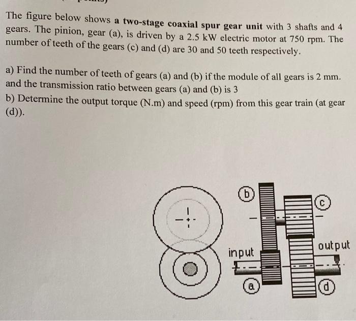 Solved The figure below shows a two-stage coaxial spur gear | Chegg.com