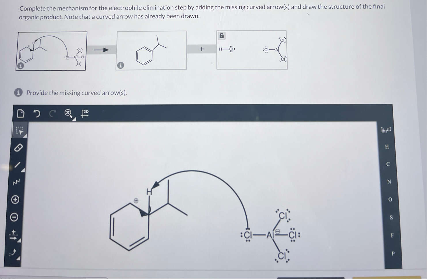 Solved Complete the mechanism for the electrophile | Chegg.com