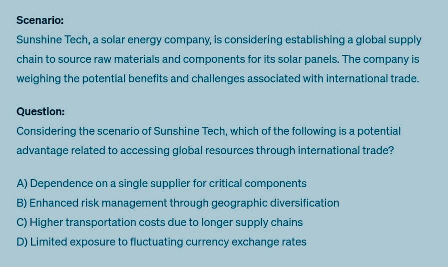 Solved Scenario: Sunshine Tech, a solar energy company, is | Chegg.com