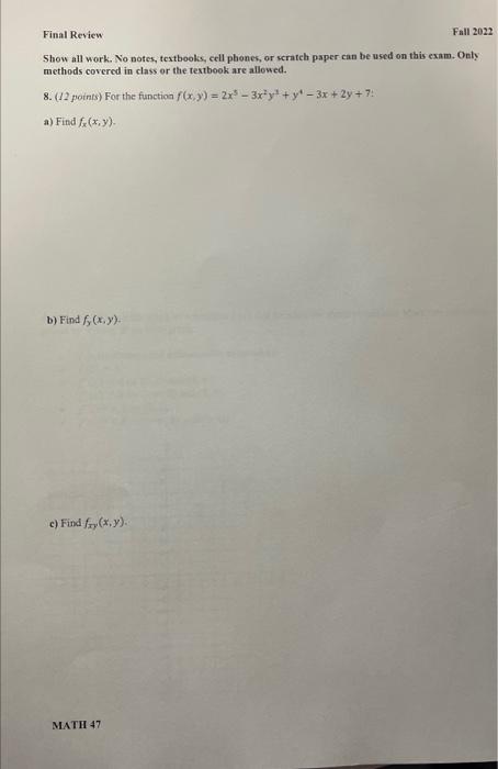 Solved For the function : a) Find . b) Find . c) . | Chegg.com