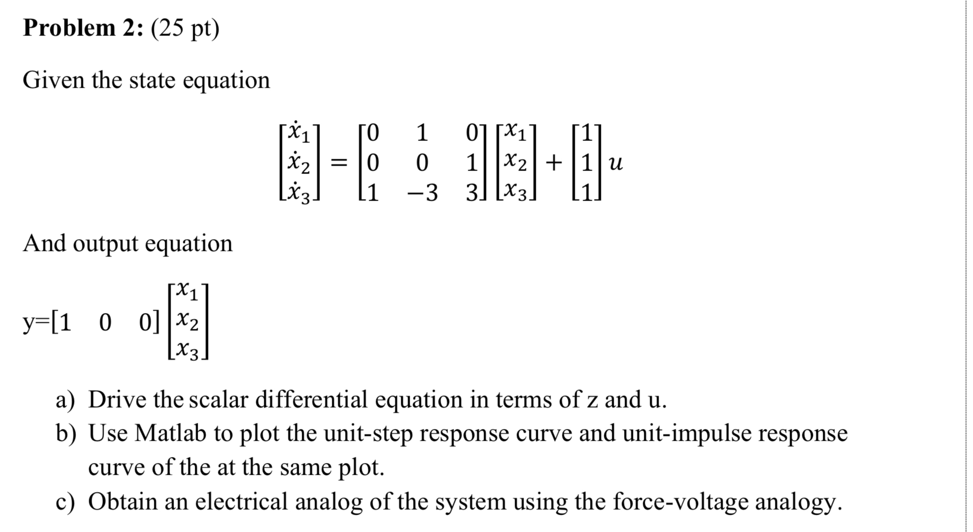 Solved Problem 2: (25pt)Given the state | Chegg.com