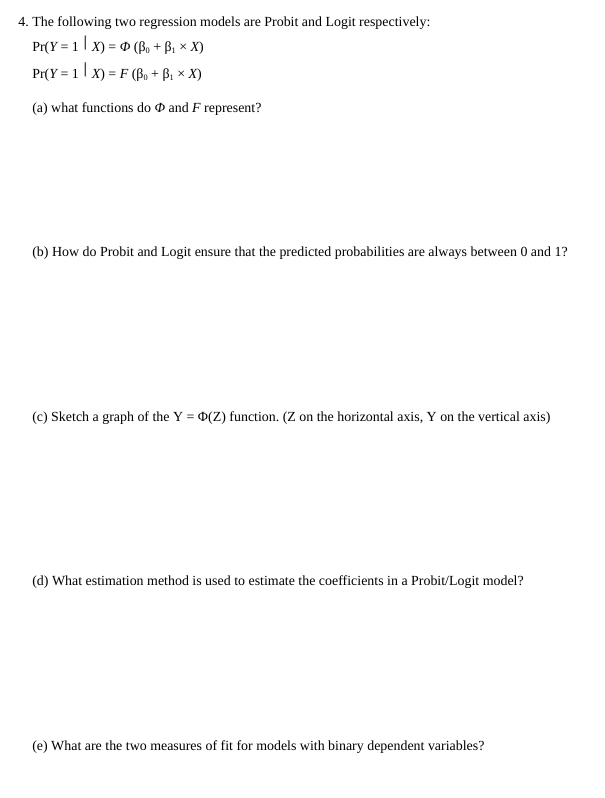 Solved The following two regression models are Probit and | Chegg.com