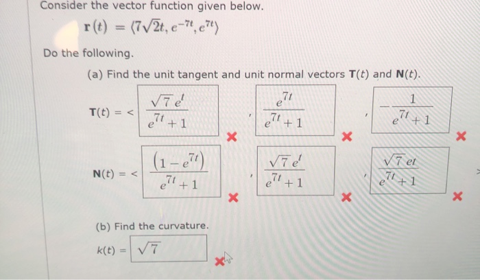 Solved Consider the vector function given below. r(t) = | Chegg.com