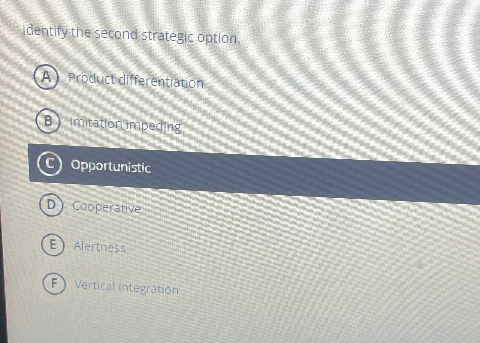Solved Identify the second strategic option.Product | Chegg.com