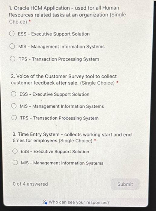 Solved 1. Oracle HCM Application - used for all Human | Chegg.com