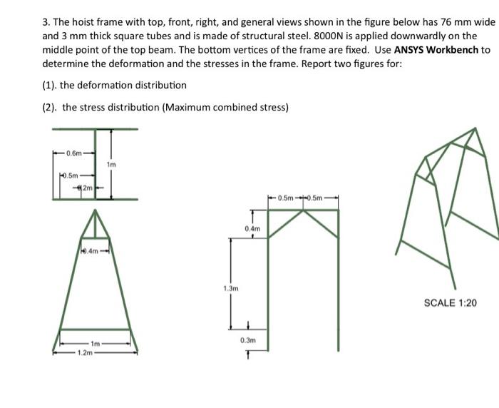 3. The hoist frame with top, front, right, and | Chegg.com