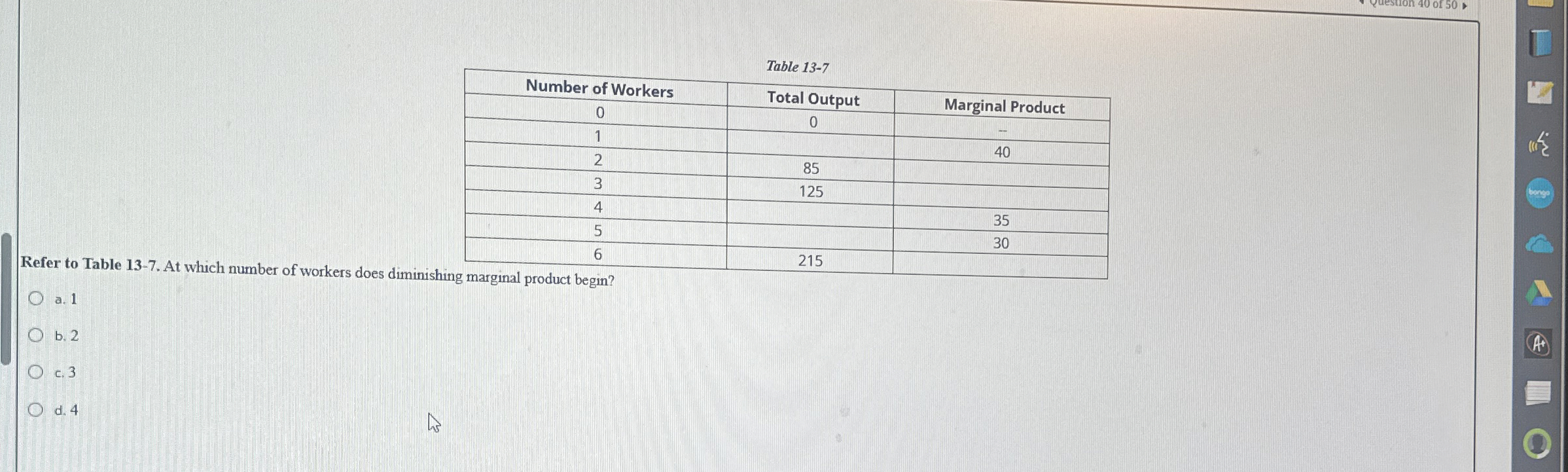 Solved Table 13-7\table[[Number of Workers,Total | Chegg.com