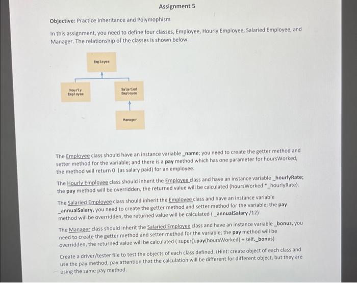 Solved Objective Practice Inheritance And Polymophism In