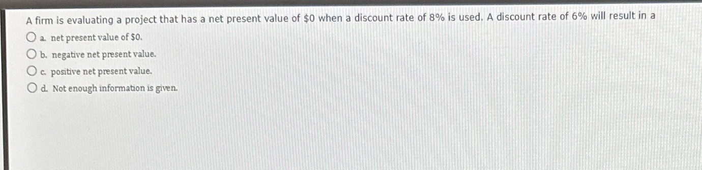 Solved A firm is evaluating a project that has a net present | Chegg.com