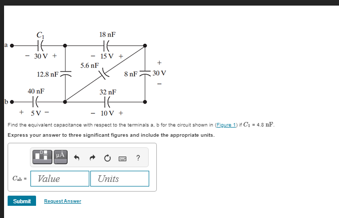 Solved Find the equivalent capacitance with respect to the | Chegg.com