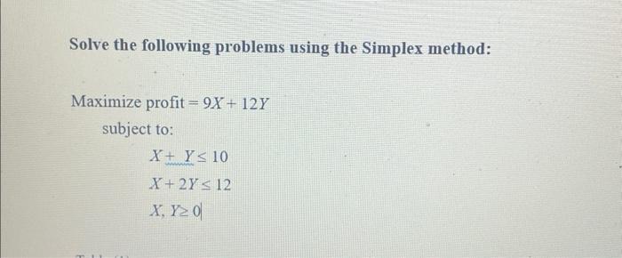 Solved Solve the following problems using the Simplex | Chegg.com