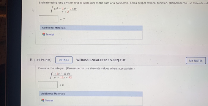 Solved Evaluate using long division first to write f(x) as | Chegg.com