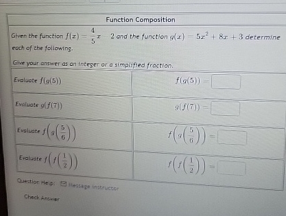 Solved Function CompositionGiven the function f(x)=45x-2 | Chegg.com