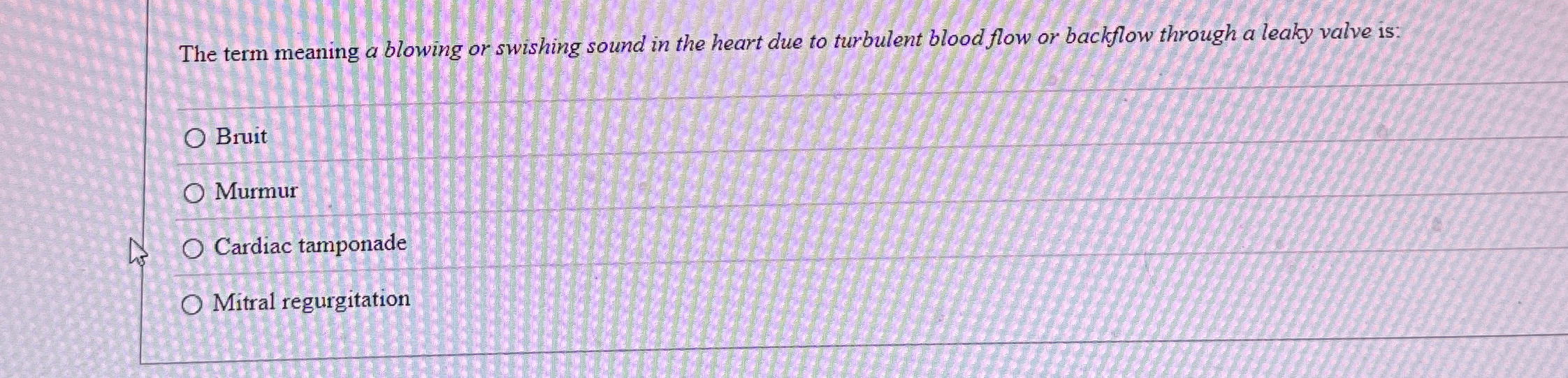 Solved The term meaning a blowing or swishing sound in the | Chegg.com