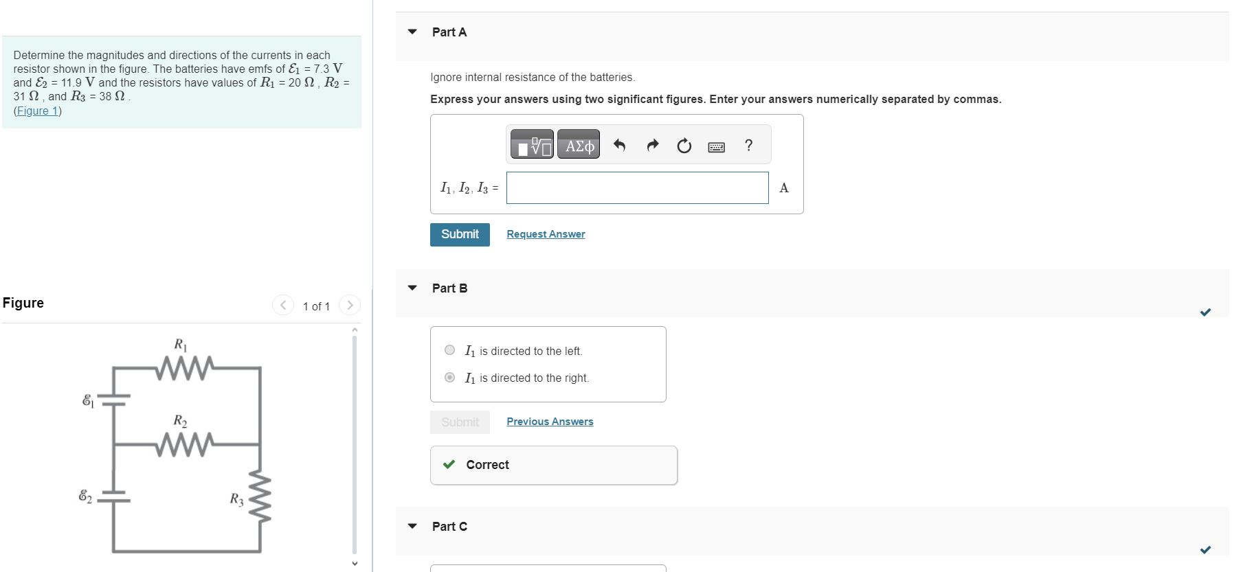 Solved Part ADetermine the magnitudes and directions of the | Chegg.com