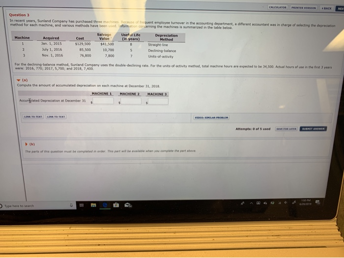 Solved CALCULATOR PRINTER VERStON BACK NEX Question 3 In | Chegg.com